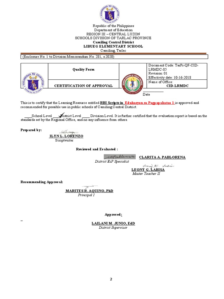 ESP Script and LAS Week 3 Q4 | PDF