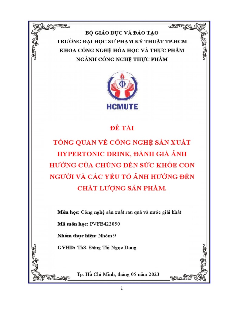Nhom 9 - Hypertonic Drink | PDF