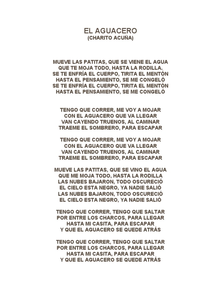 EL AGUACERO Letra | PDF