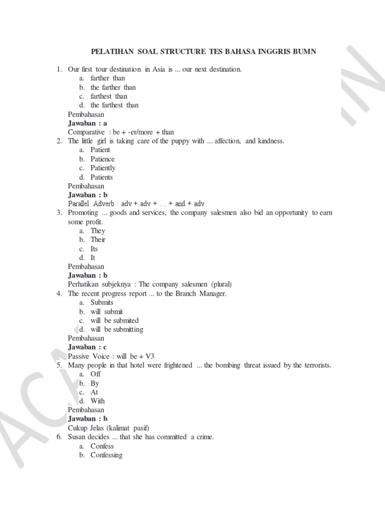 Pelatihan Soal Structure 2 | PDF | Syntax | Linguistic Morphology