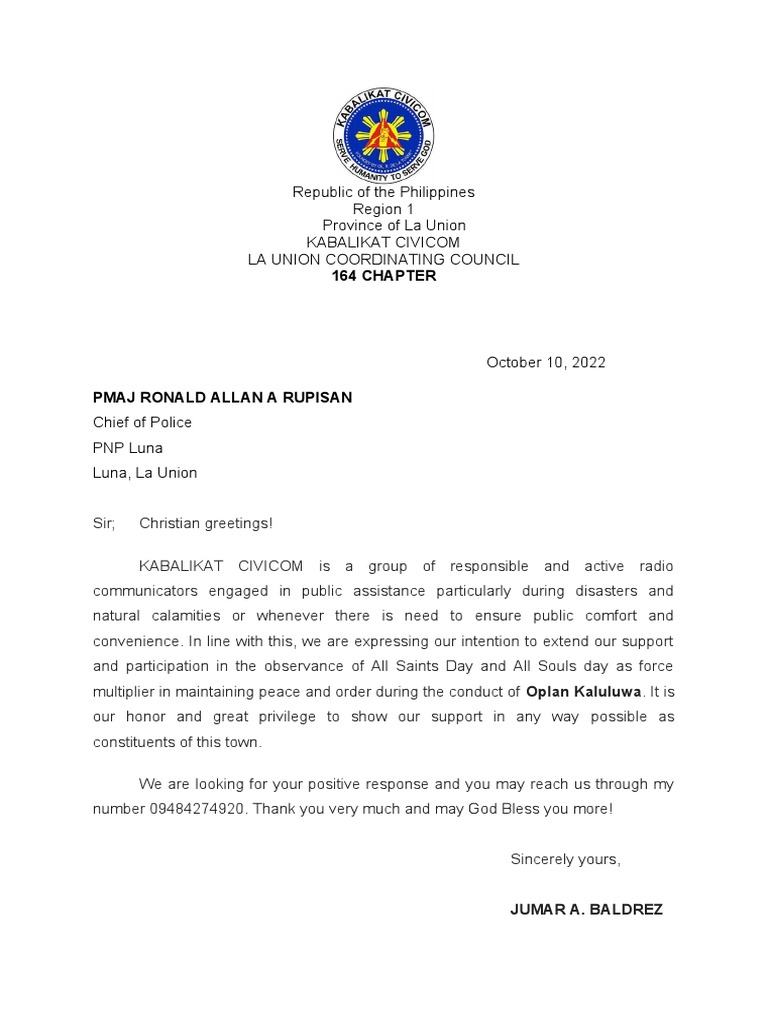 Oplan Kaluluwa Letter | PDF