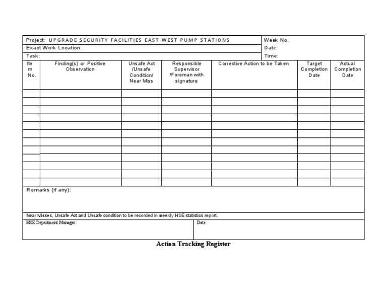 Action Tracking Record | PDF