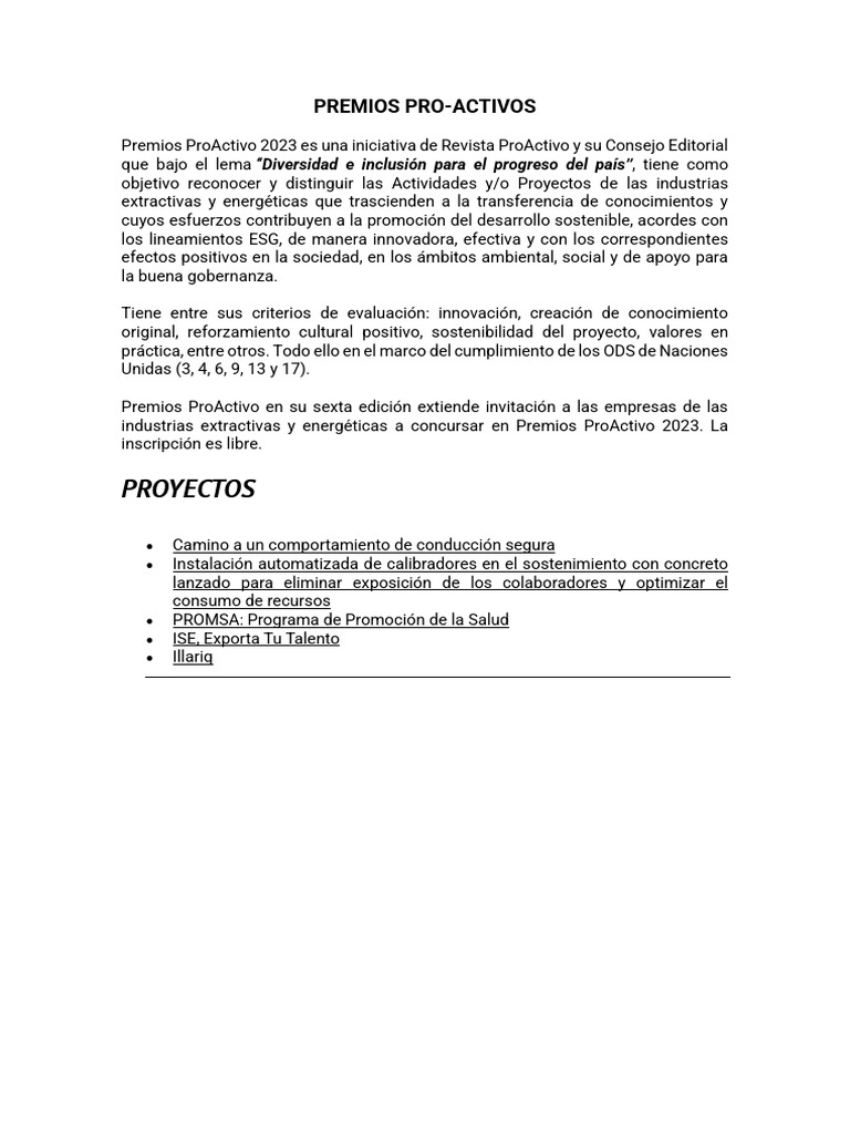 Premios Pro | PDF