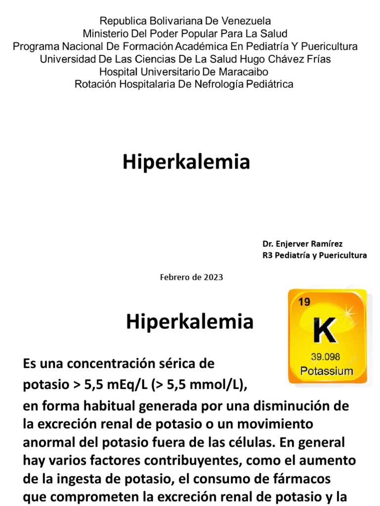 Hiperkalemia Im Enjever 28 02 23 | PDF | Potasio | Química