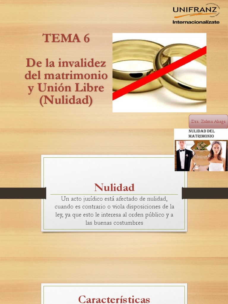 Tema 6. de La Invalidez Del Matrimonio y Unión Libre (Nulidad) | PDF ...