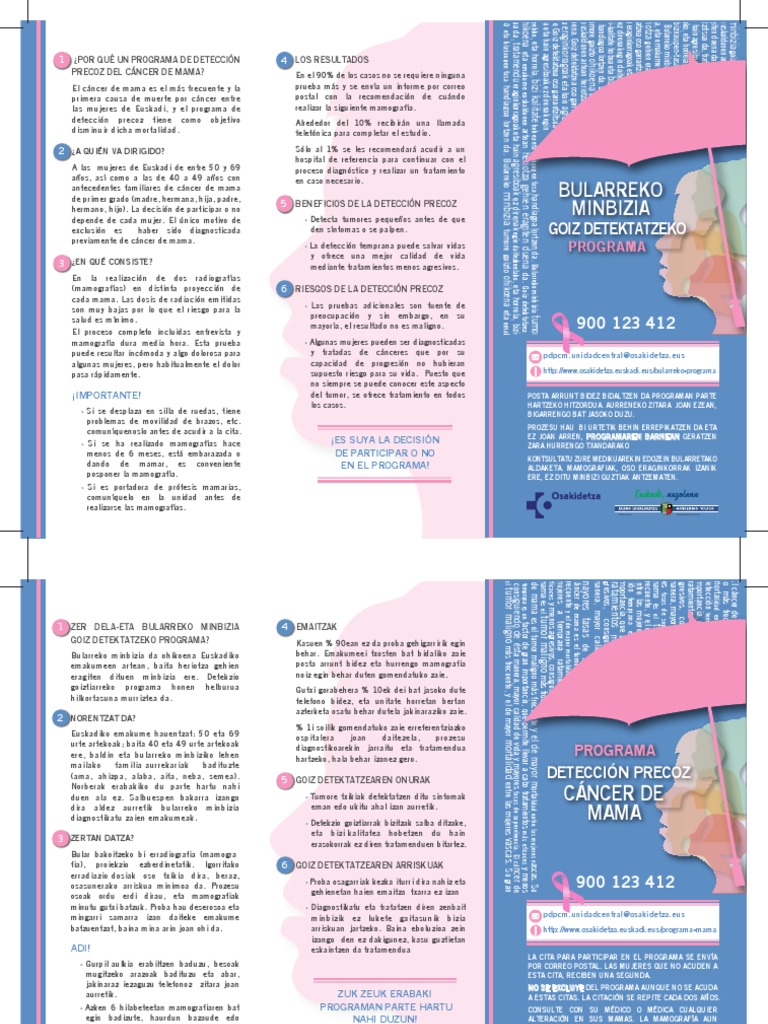 Triptico Cancer Mama 2020 | PDF | Cáncer de mama | Cáncer