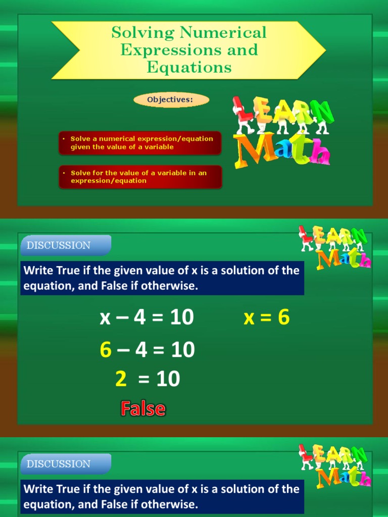 Solving Algebraic Expression and Equation | PDF | Algebra ...