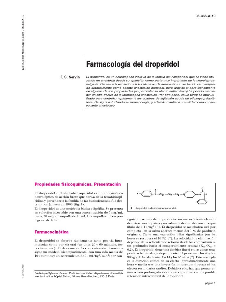 farmacología del droperidol emc | PDF | Antipsicótico | Anestesia