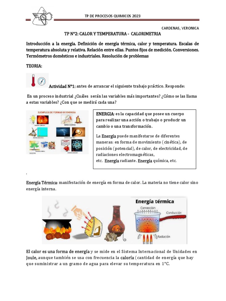 TP N°2 - CALOR Y TEMPERATURA- 2año - CS - Cardenas V | PDF ...