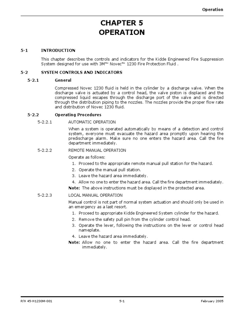 Kidde-Novec-1230-Fire-Protection-Fluid Operation | PDF | Valve | Firefighting