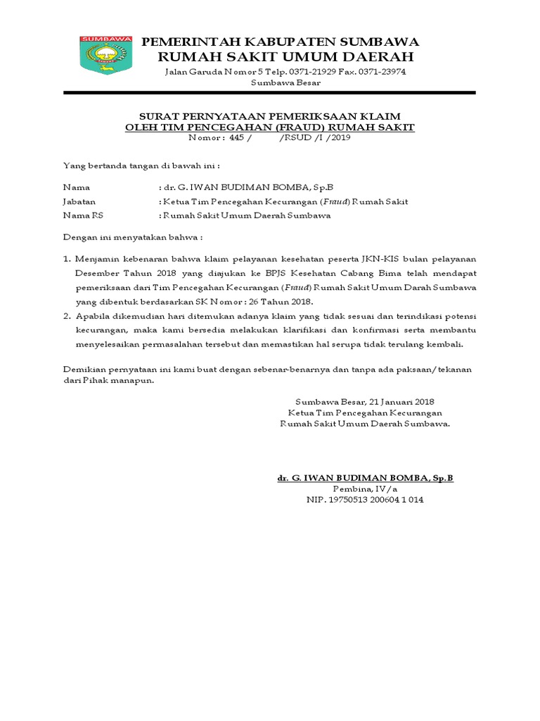 surat pernyataan fraud | PDF