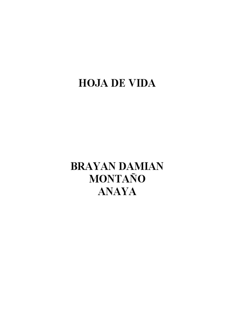 Hoja de Vida Brayan Montano Word | PDF