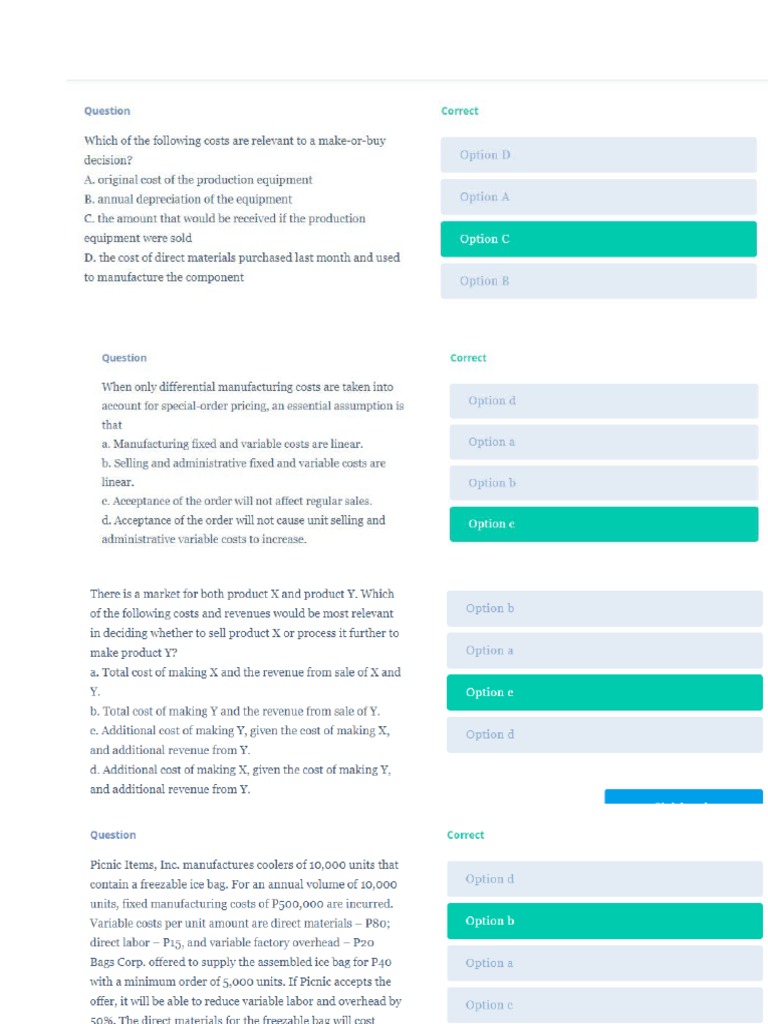 Quiper Quiz Relevant Costing | PDF