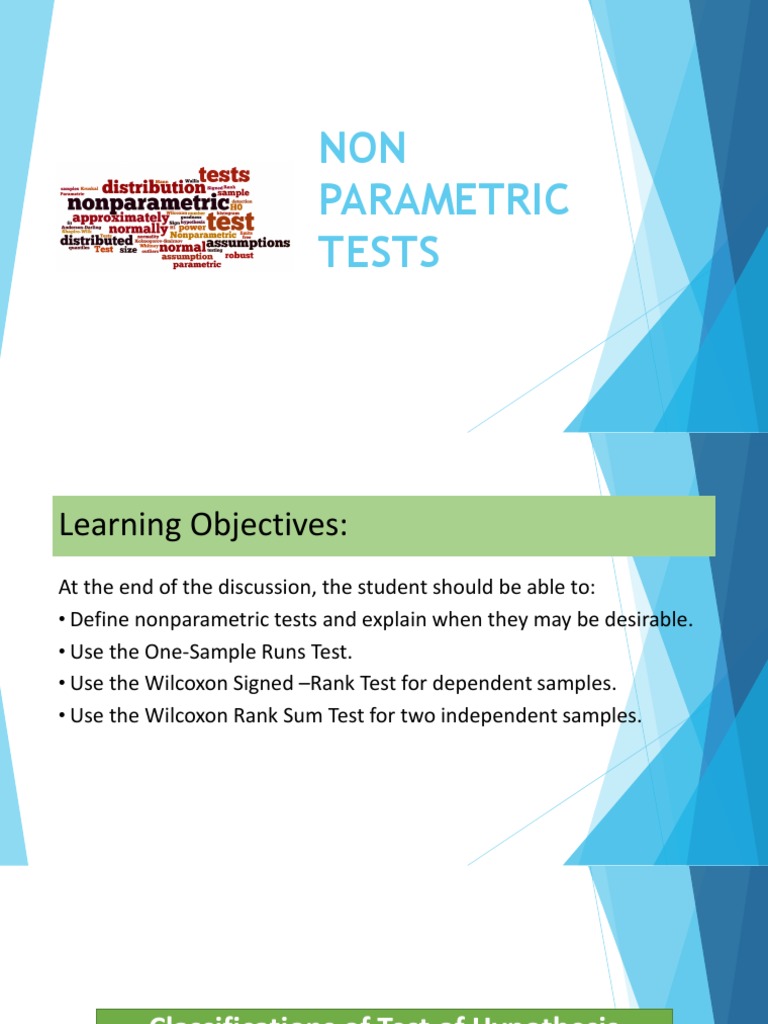 Module 5c Nonparametric Tests Pdf Mann Whitney U Test Statistical