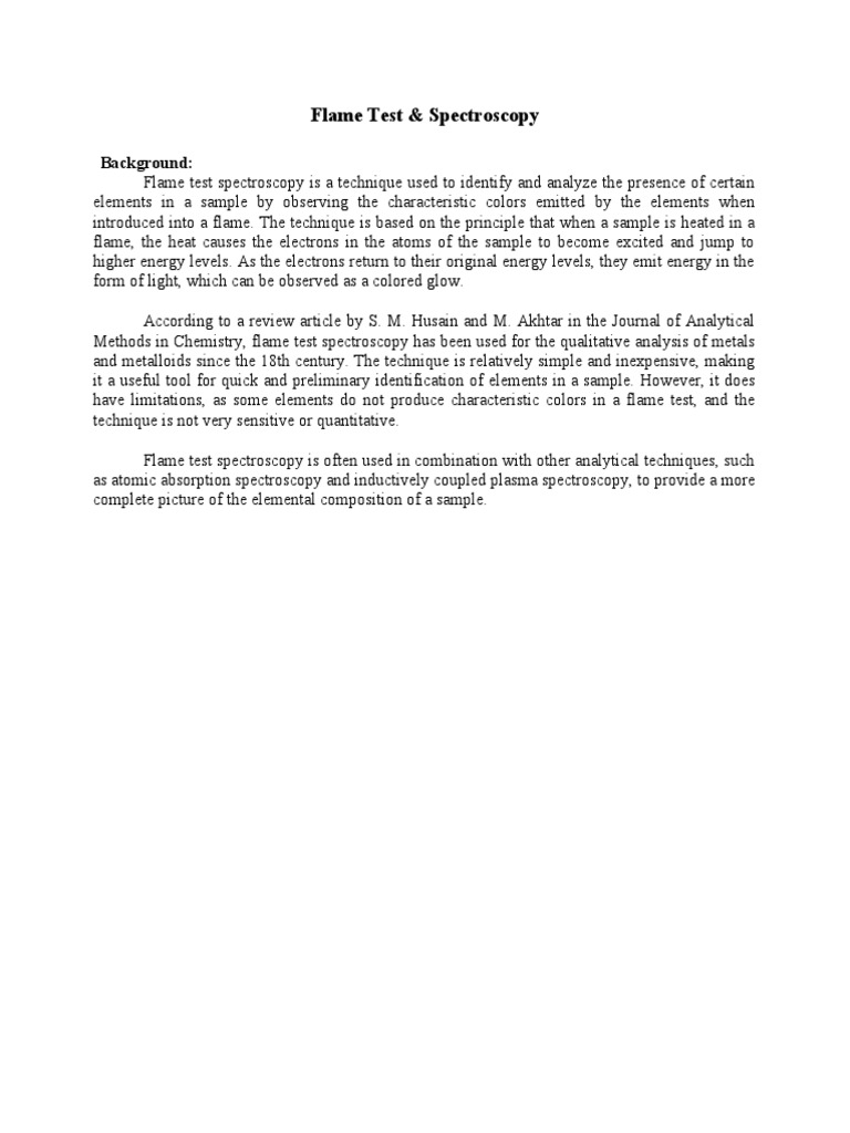 Flame Test Spectros | PDF