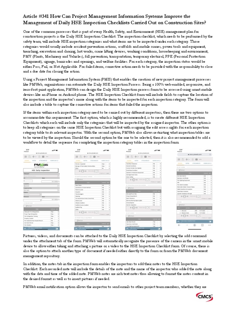 341 HSE Inspection Checklists | PDF