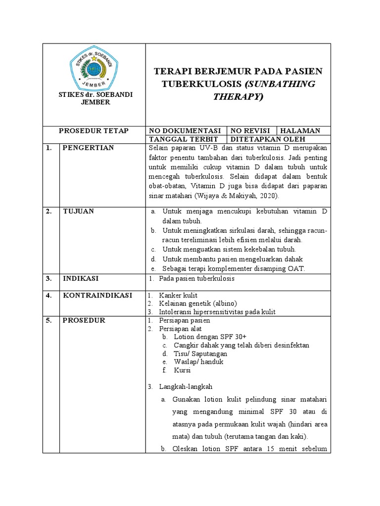 4b Sop Terapi Berjemur | PDF