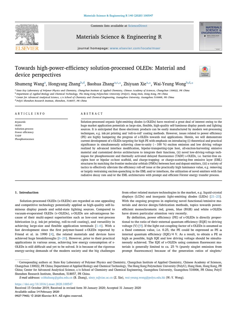 Towards High-Power-Efficiency Solution-Processed OLEDs | PDF | Oled ...