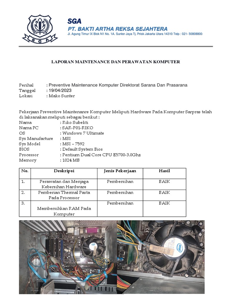 Laporan Maintenance | PDF