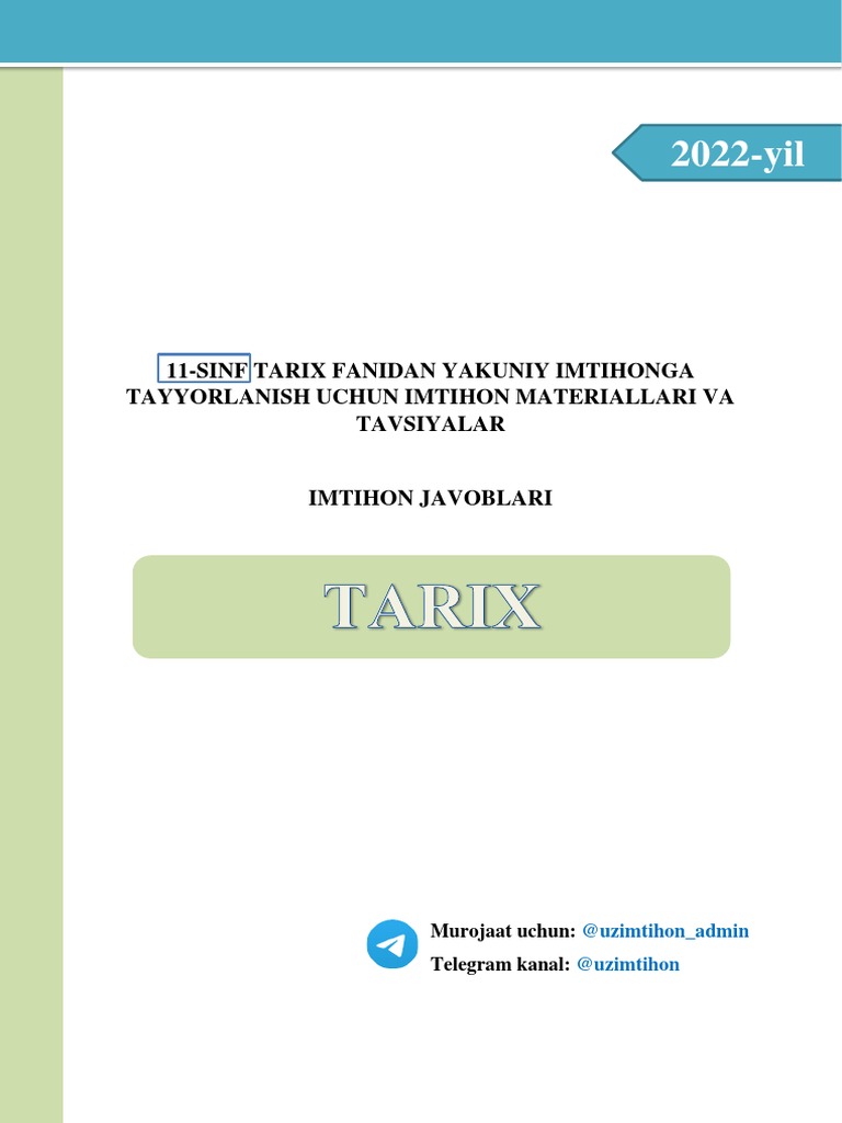 11 Sinf Tarix Namuna | PDF