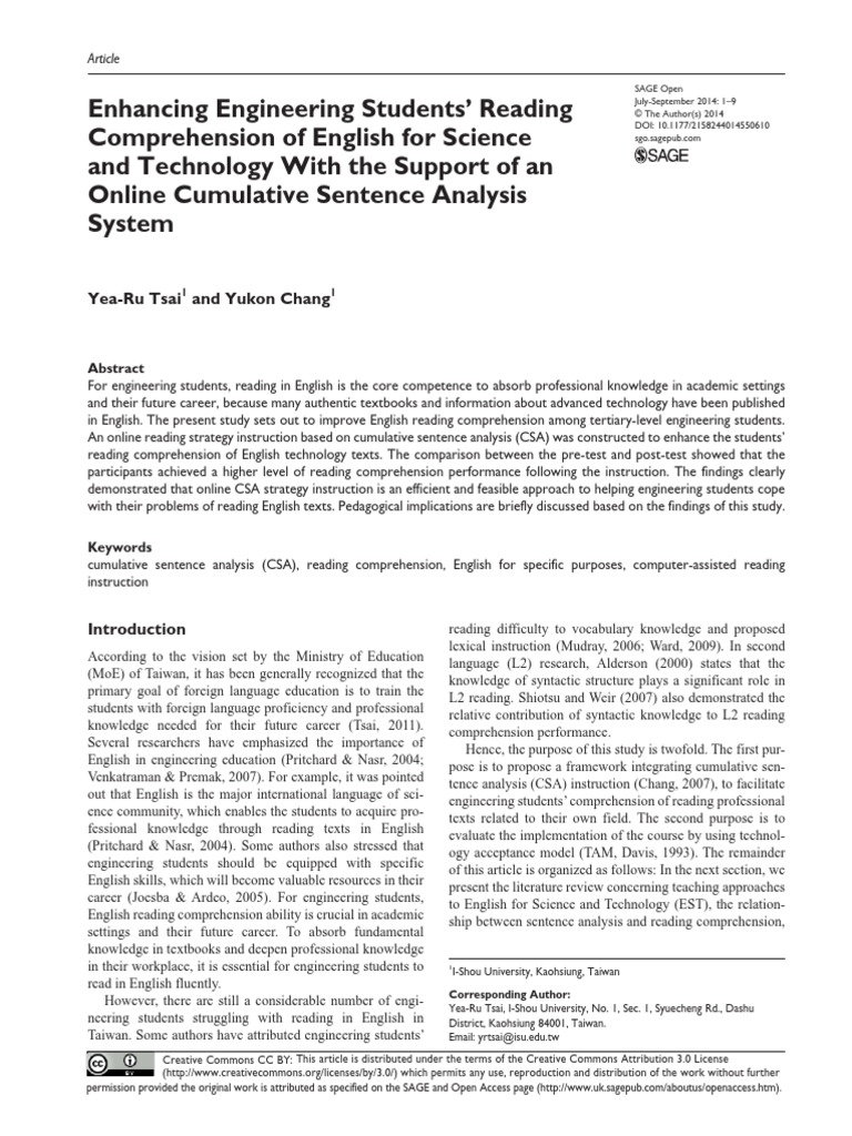 Enhancing Engineering Students Reading Comprehens | PDF | Reading ... Enhancing Engineering Students Reading Comprehens | PDF | Reading ...