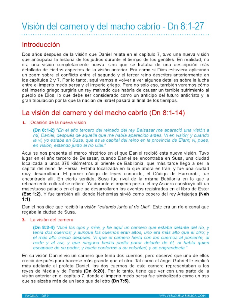 Visión Del Carnero y Del Macho Cabrío (Daniel 8 - 1-27) | PDF