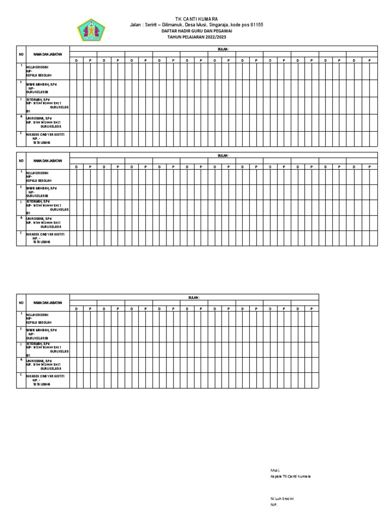 Absen Guru Dan Pegawai | PDF