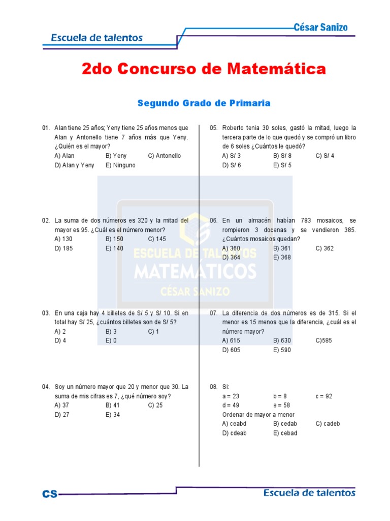 Segundo Grado de Primaria | PDF
