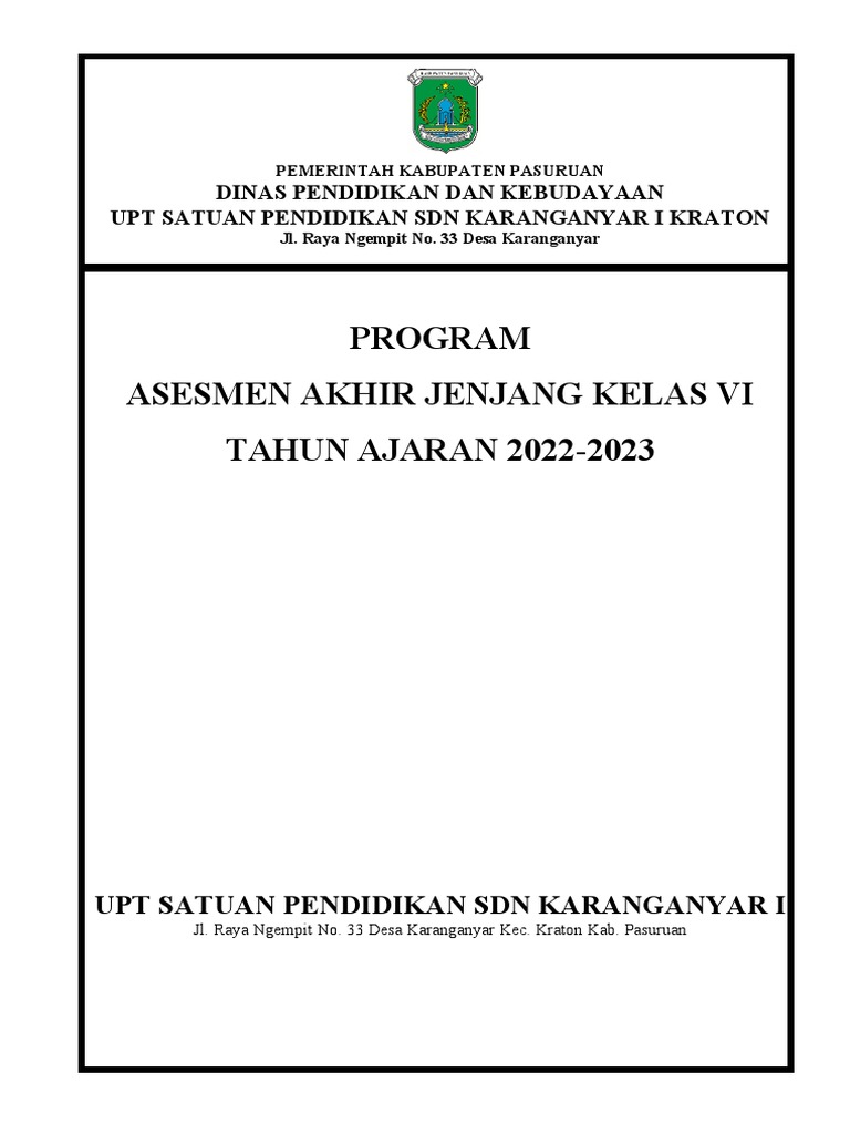 Program Asesmen Akhir Jenjang 2022-2023 | PDF