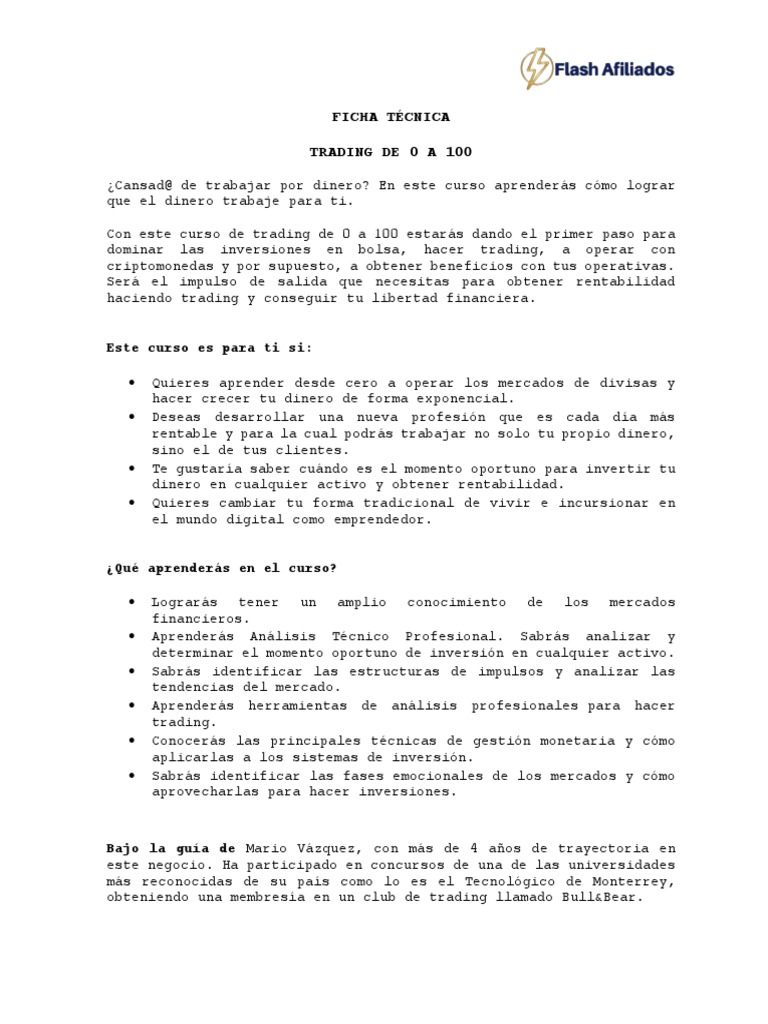 FT - Trading de 0 a 100 | PDF | Comerciante (Finanzas) | Análisis técnico