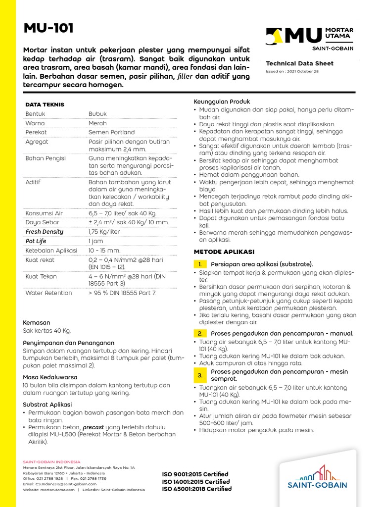 Instant Mortar MU-101 | PDF