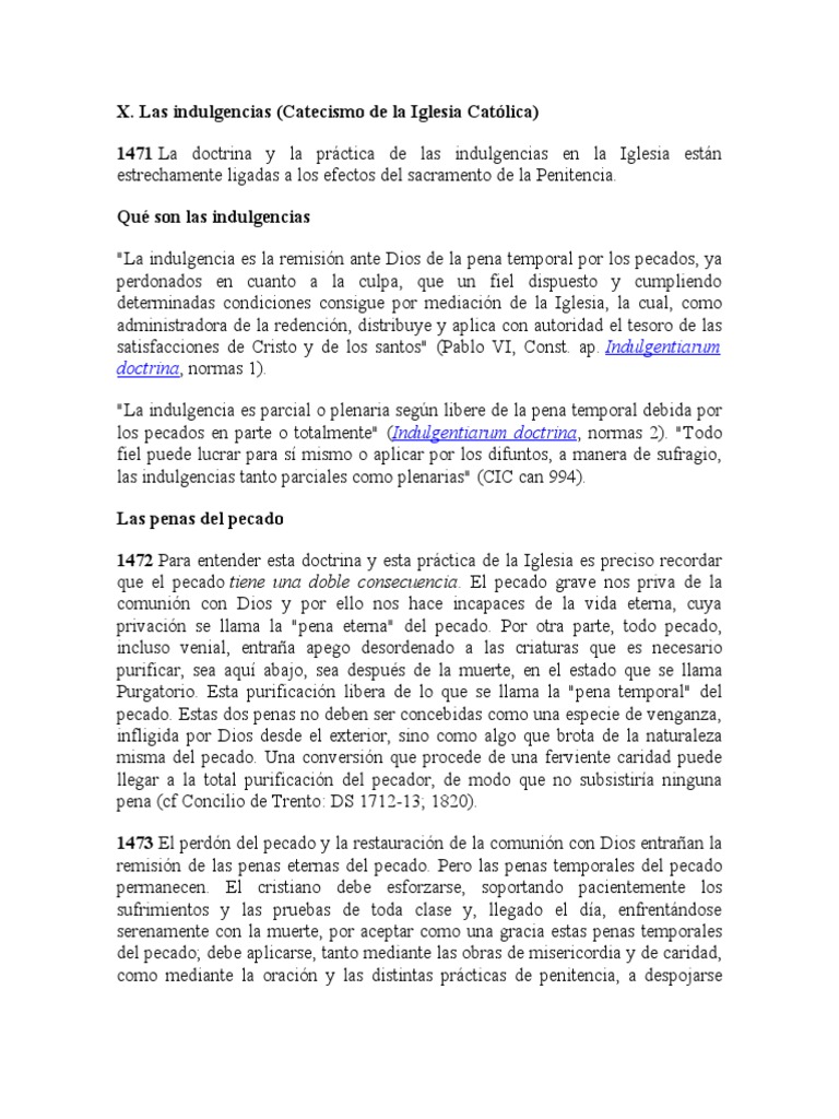 Las Indulgencias Catecismo De La Iglesia Católica Pdf Indulgencia