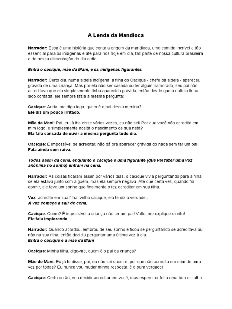 A Lenda Da Mandioca | PDF