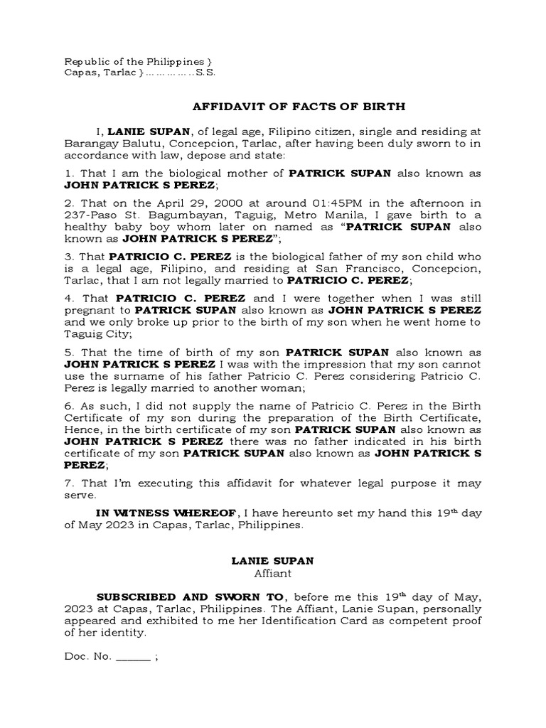 AFFIDAVIT OF FACTS | PDF