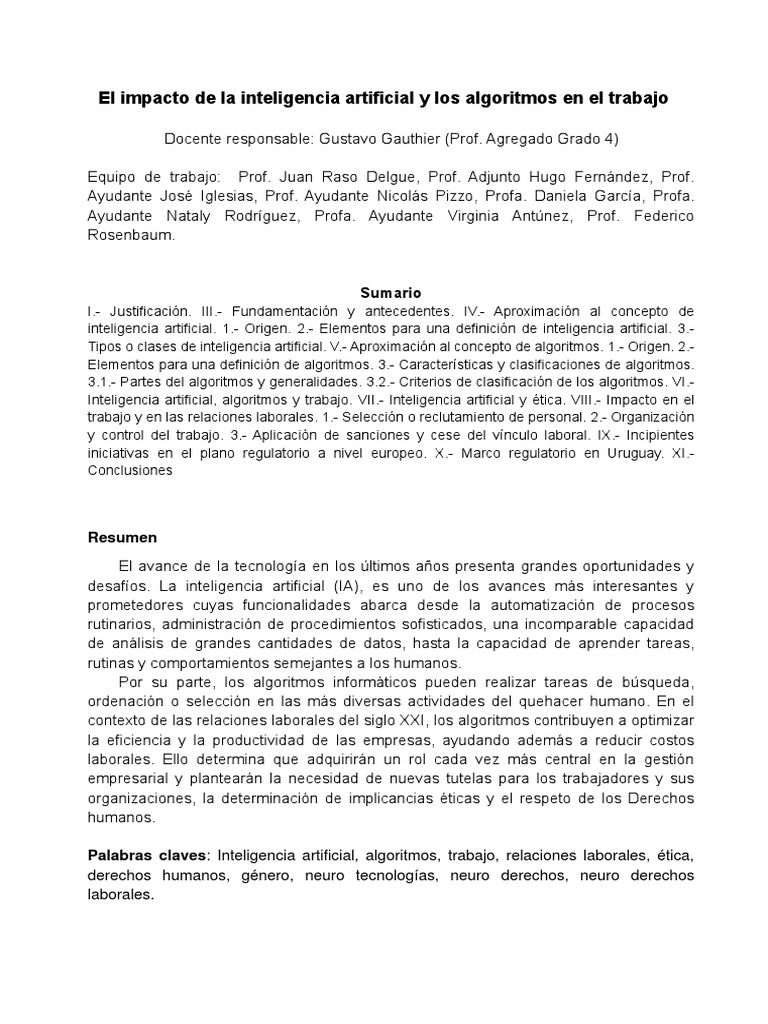 INFORME FNIAL El Impacto de La Inteligencia Artificial y Los Algoritmos ...