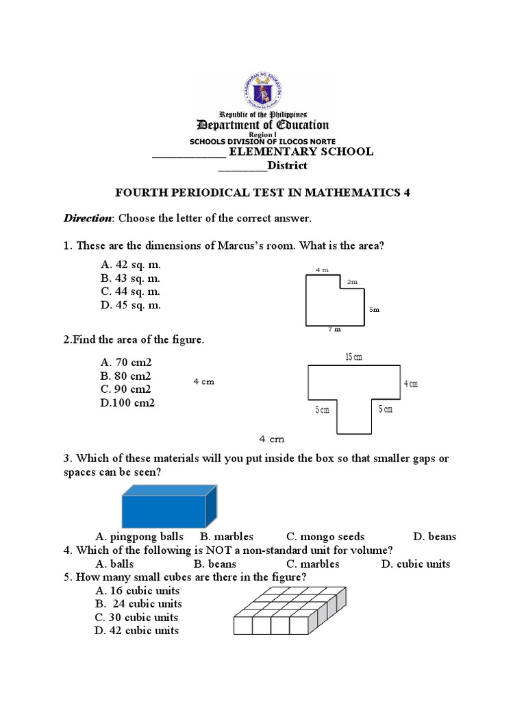 PT Math Q4 | PDF | Area | Rectangle