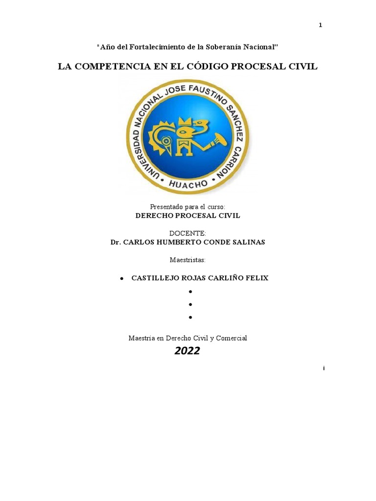 Competencia en el Código Procesal Civil | PDF | Jurisdicción | Ley procesal