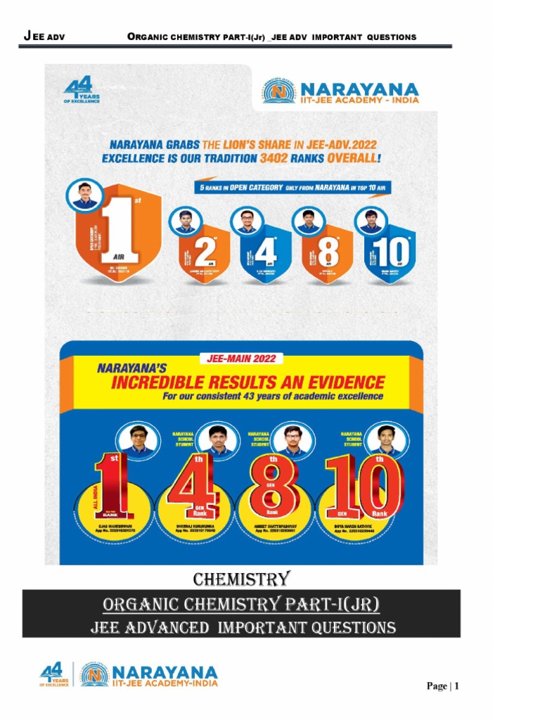 Organic Chemistry Part Ijr Jee Advanced Important Questions | PDF