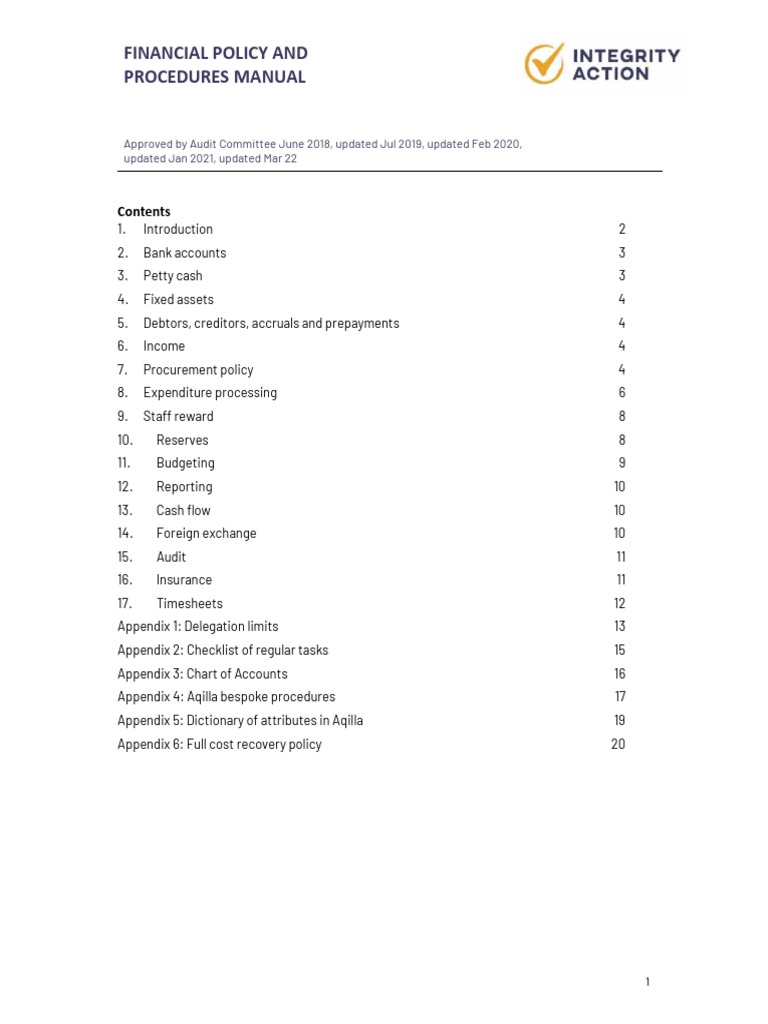 6 - Financial Policies and Procedures - 2022 | PDF | Procurement | Payments