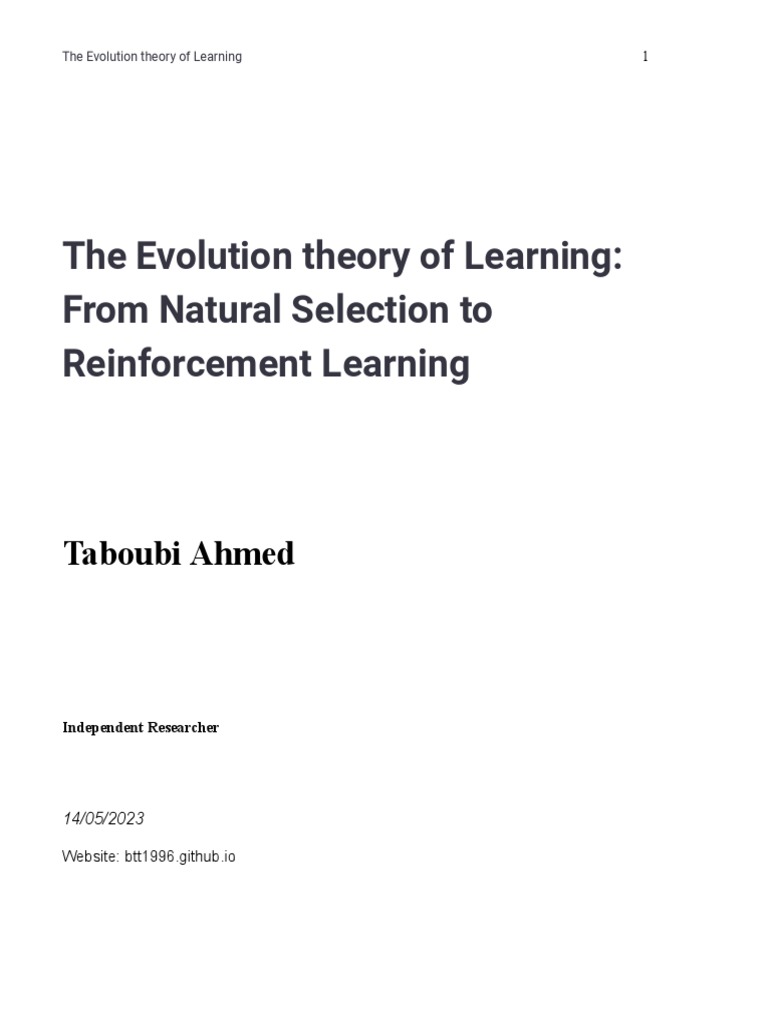 The Evolution Theory of Learning | PDF