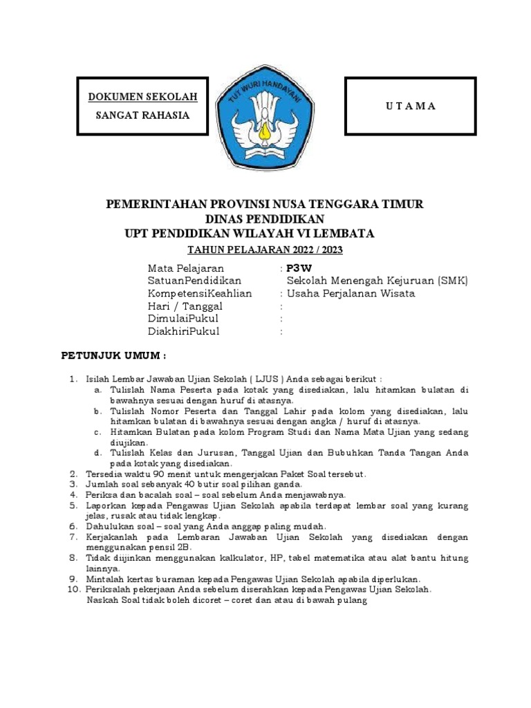 Soal UASBN P3W THN 2023 | PDF