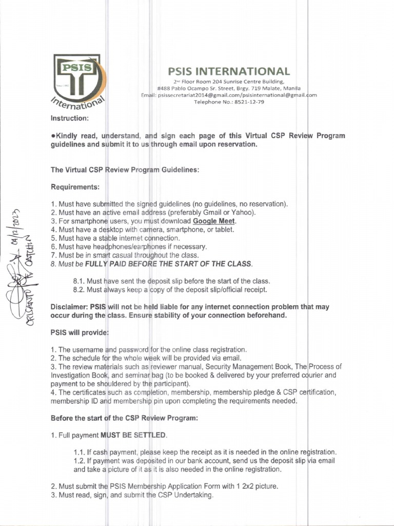 PSIS Virtual Guidelines | PDF