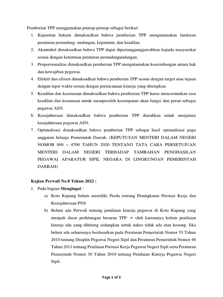 Prinsip Pemberian TPP | PDF