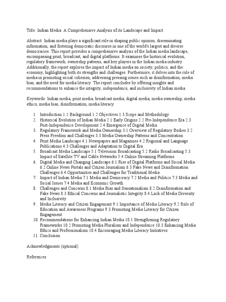 Indian Media Landscape and Impact Analysis | PDF