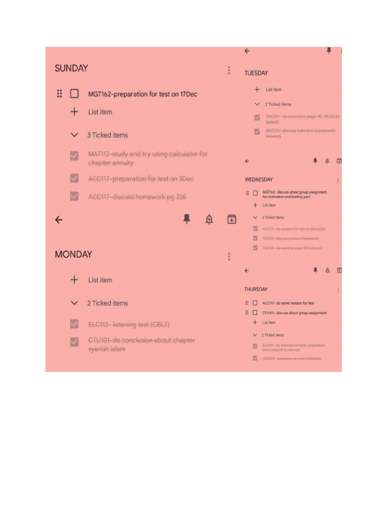 UED102 TO-DO LIST | PDF