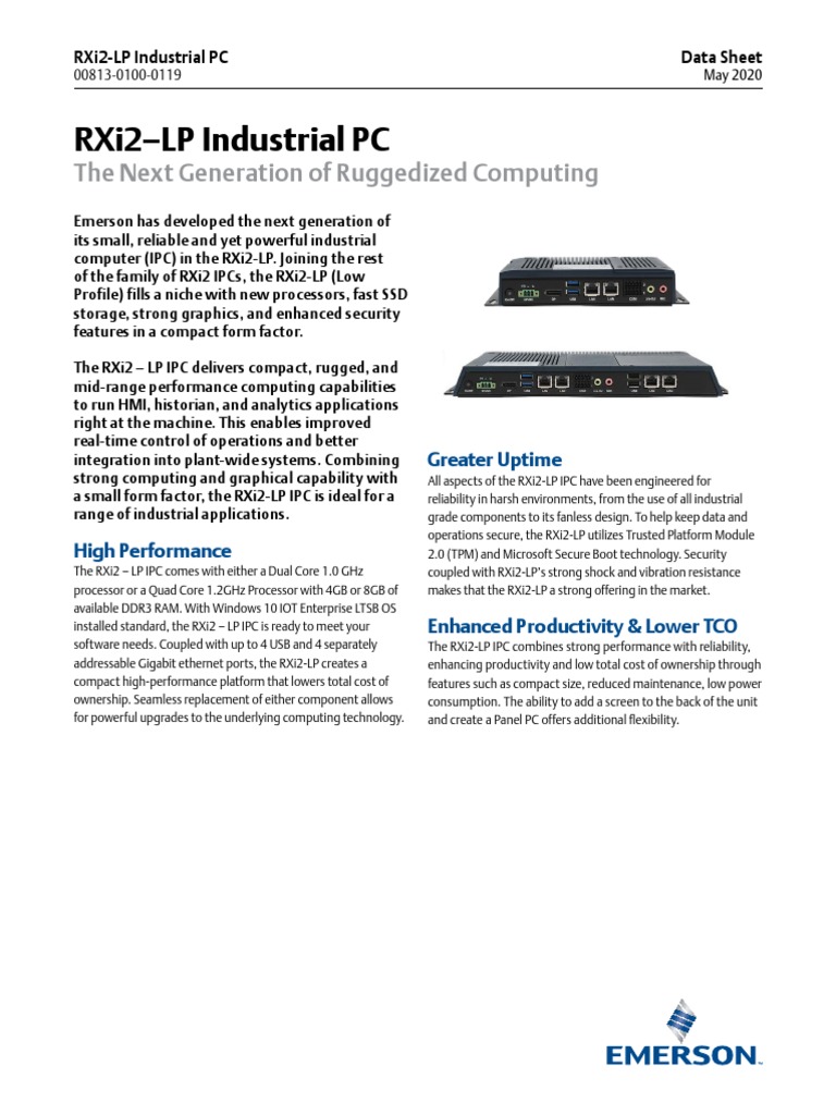 Emerson RXi2 LP Industrial PC | PDF | Personal Computers | System On A Chip