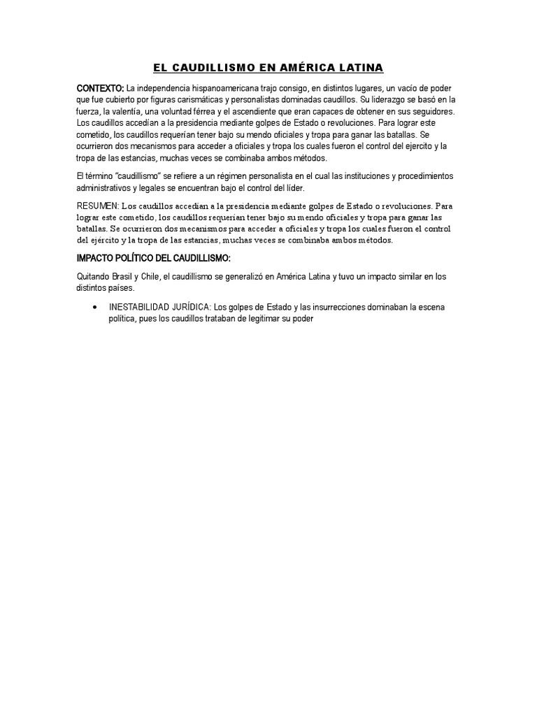 El Caudillismo en América Latina | PDF