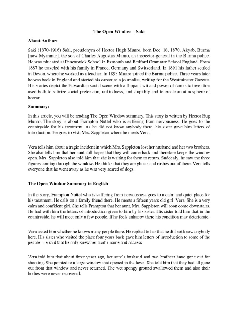 The Open Window | PDF | Saki