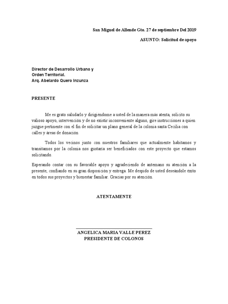 Solicitud de apoyo para plano urbano | PDF