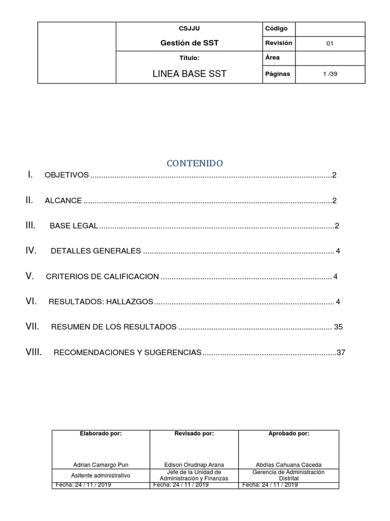 Linea Base - Estructura Informe | PDF